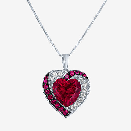 Click here for Womens Lab Created Red Ruby Sterling Silver Heart... prices