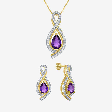 Click here for Womens Gemstone 14K Gold Over Silver 2-pc. Pear Je... prices