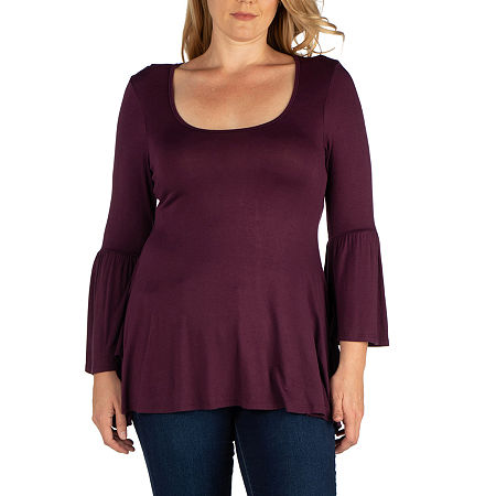 Click here for 24seven Comfort Apparel Plus Womens Scoop Neck Lon... prices