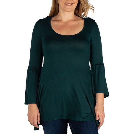 Click here for 24seven Comfort Apparel Plus Womens Scoop Neck Lon... prices