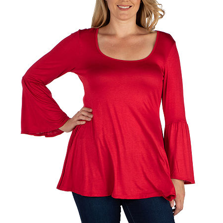 Click here for 24seven Comfort Apparel Plus Womens Scoop Neck Lon... prices
