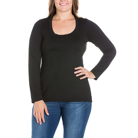 Click here for 24seven Comfort Apparel Plus Womens Scoop Neck Lon... prices