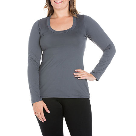 Click here for 24seven Comfort Apparel Plus Womens Scoop Neck Lon... prices