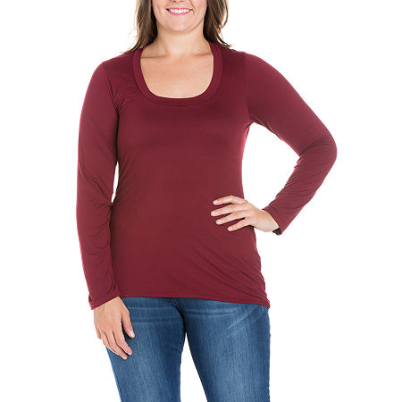 Click here for 24seven Comfort Apparel Plus Womens Scoop Neck Lon... prices