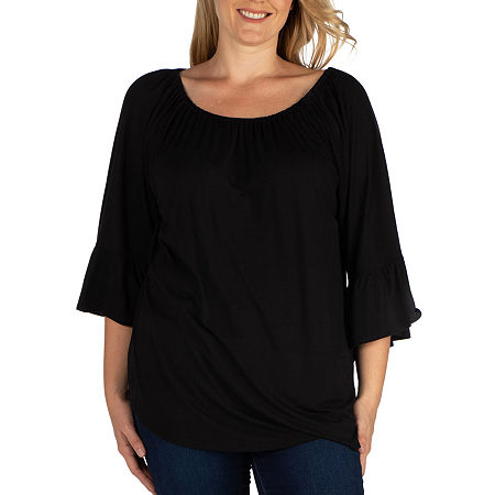 Click here for 24seven Comfort Apparel Plus Womens Round Neck 3/4... prices