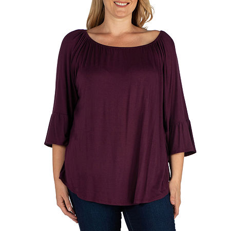 Click here for 24seven Comfort Apparel Plus Womens Round Neck 3/4... prices
