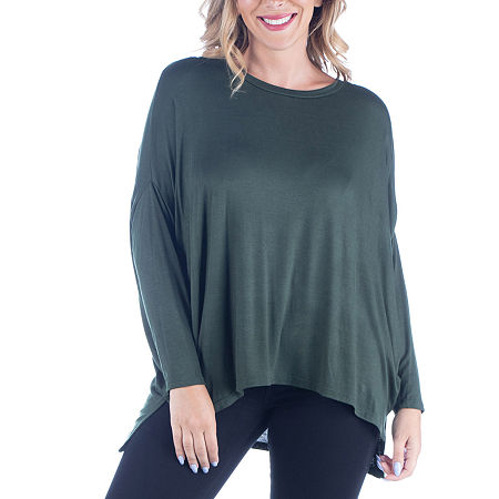 Click here for 24seven Comfort Apparel Plus Womens Round Neck Lon... prices