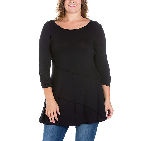 Click here for 24seven Comfort Apparel Plus Womens Boat Neck 3/4... prices