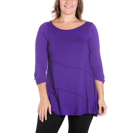 Click here for 24seven Comfort Apparel Plus Womens Boat Neck 3/4... prices