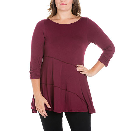 Click here for 24seven Comfort Apparel Plus Womens Boat Neck 3/4... prices