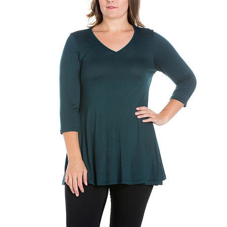 Click here for 24seven Comfort Apparel Plus Womens V Neck 3/4 Sle... prices