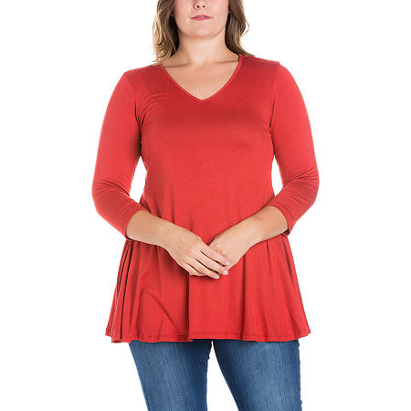 Click here for 24seven Comfort Apparel Plus Womens V Neck 3/4 Sle... prices