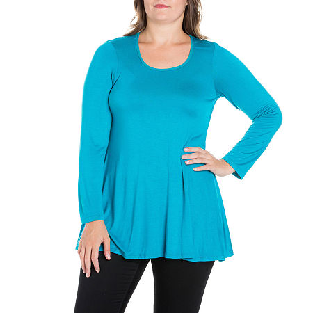 Click here for 24seven Comfort Apparel Plus Womens Round Neck Lon... prices