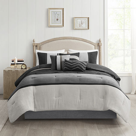 Madison Park Palisades 7-Pc. Comforter Set  Queen - Black