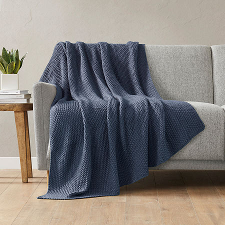 Ink+Ivy Bree Knit Throw  50 x 60 - Indigo
