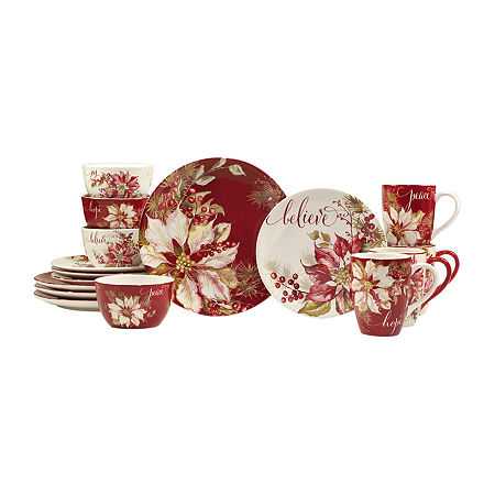 Certified International Winters Joy 16 piece Dinnerware Set Â Service for 4 - Red