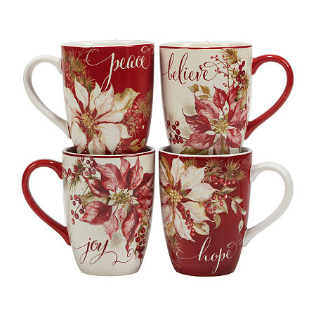 Certified International Winters Joy 16 oz Mugs Set of 4 - Red
