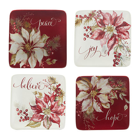 Certified International Winters Joy 6 Canape Plates Set of 4 - Multi