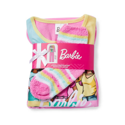 Girls Barbie Fleece Round Neck Long Sleeve 3-pc. Pajama Sets, Color ...