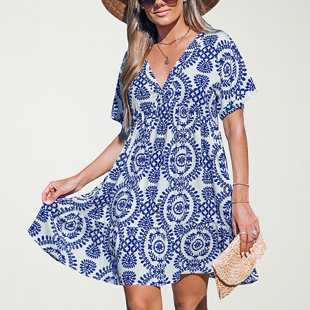 Click here for CUPSHE Womens Petite Short Sleeve Floral A-Line Dr... prices