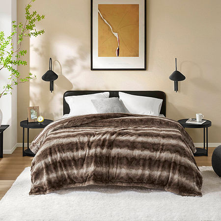 Click here for Madison Park Zuri Faux Fur Blanket  King - Blush... prices