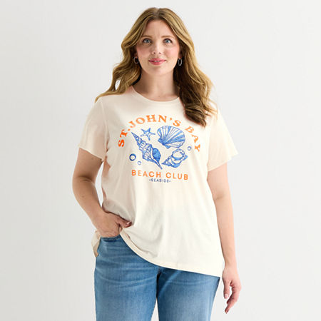 Click here for St. Johns Bay Womens Plus Crew Neck Short Sleeve R... prices