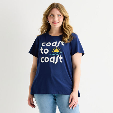 Click here for St. Johns Bay Womens Plus Crew Neck Short Sleeve R... prices