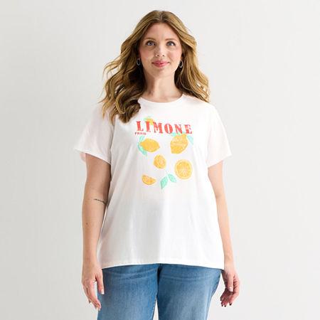 Click here for St. Johns Bay Womens Plus Crew Neck Short Sleeve R... prices