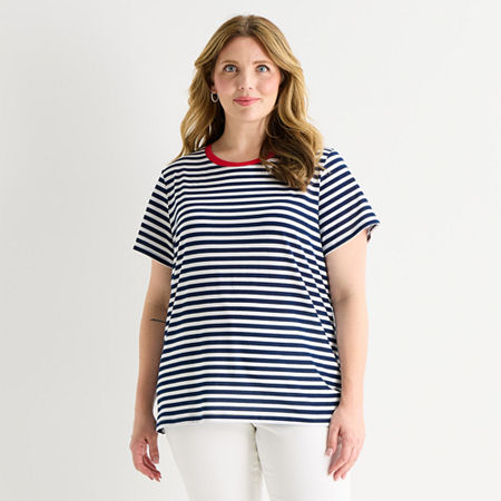 Click here for St. Johns Bay Womens Plus Crew Neck Short Sleeve R... prices