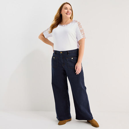 Click here for Liz Claiborne Womens Plus Mid Rise Wide Leg Jean... prices