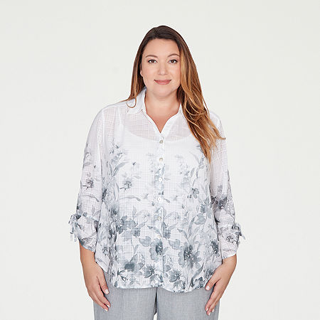 Click here for Alfred Dunner Al Fresco Womens Plus Tie Sleeve 3/4... prices