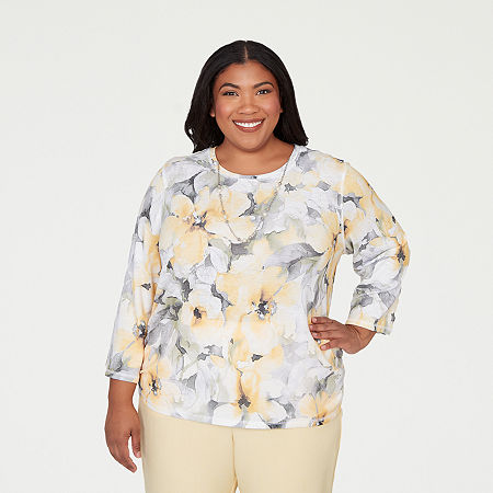 Click here for Alfred Dunner Al Fresco Womens Plus Crew Neck 3/4... prices