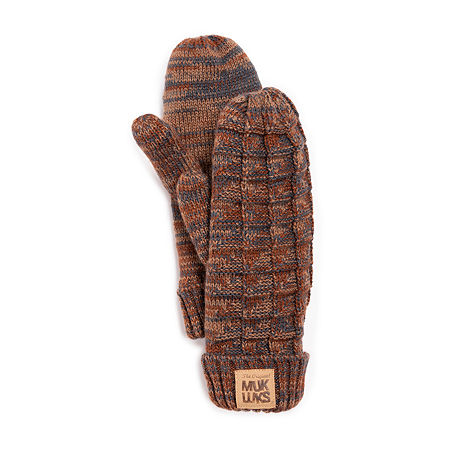 Muk Luks Womens Patch Pom Mittens  Liberty Blue  One Size - Tawny brown