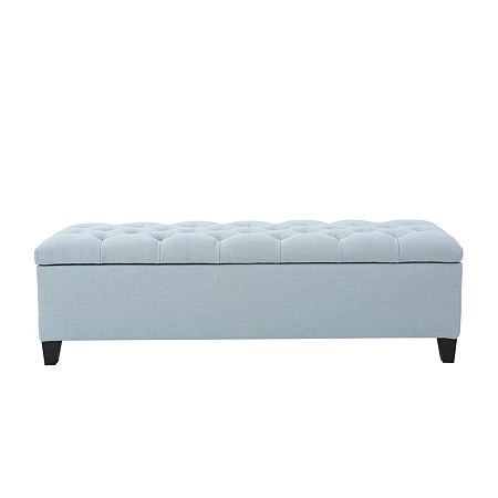 Click here for Ottilie Upholstered Tufted Bench  One Size  Blue prices