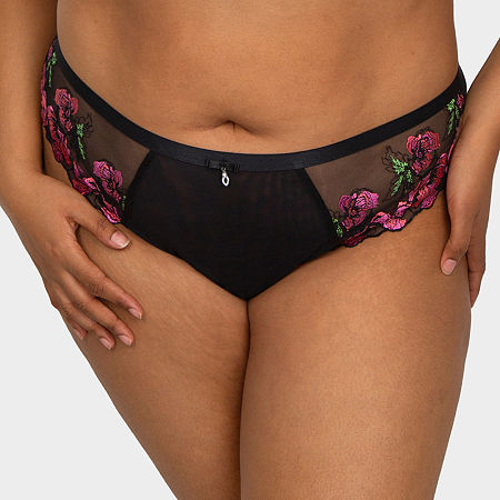 Click here for Curvy Couture Lush Embroidery Strappy Back Brief-... prices