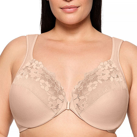 Glamorise Plus Size Front-Closure Cotton Wonder Underwire Bra #1241 - Cafe