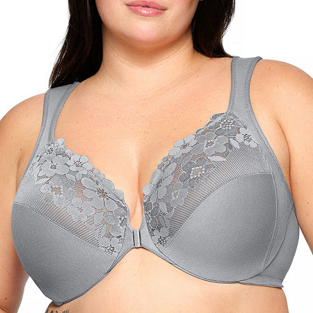 Glamorise Plus Size Front-Closure Cotton Wonder Underwire Bra #1241 - Silver