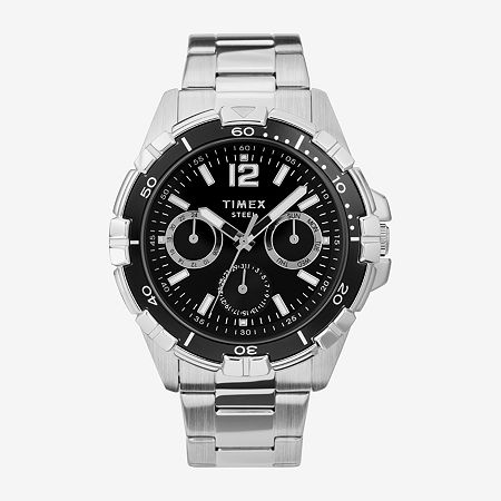 Click here for Mens Timex(R) Silver/Black Stainless Steel Watch -... prices