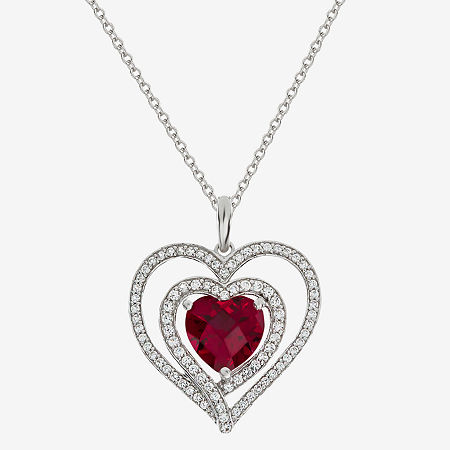 Click here for Womens Lab Created Red Ruby Sterling Silver Heart... prices