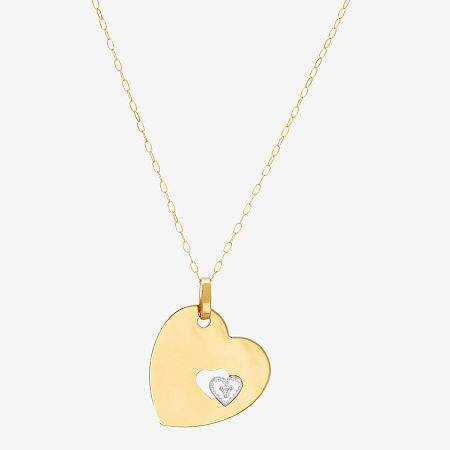 Click here for Womens 10K Two Tone Gold Heart 18 Inch Pendant Nec... prices