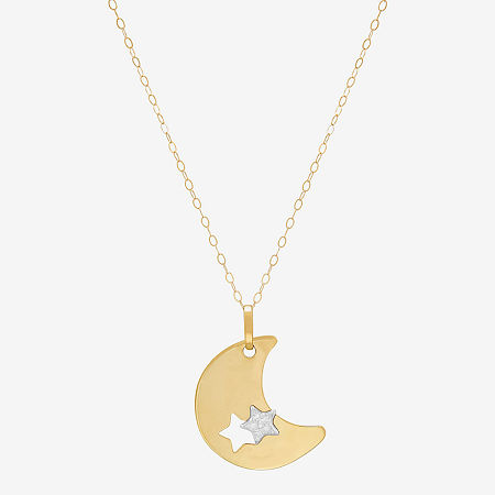 Click here for Womens 10K Two Tone Gold Moon Star 18 Inch Pendant... prices