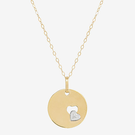 Click here for Womens 10K Two Tone Gold Circle Heart 18 Inch Pend... prices