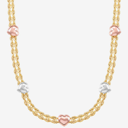 Click here for Womens 10K Tri-Color Gold 18 Inch Rope Chain Neckl... prices