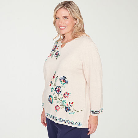 Click here for Alfred Dunner Plus Saratoga Springs Womens Crew Ne... prices