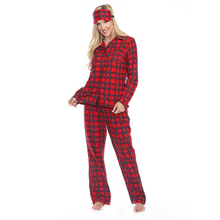 White Mark 3-Piece Cozy Pajama Set - Red Plaid