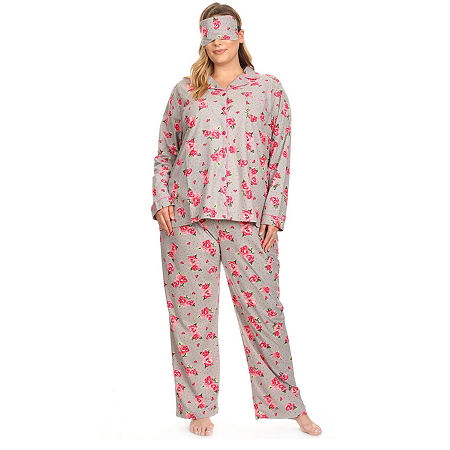 White Mark Plus Size 3-Piece Pajama Set - Gray Rose