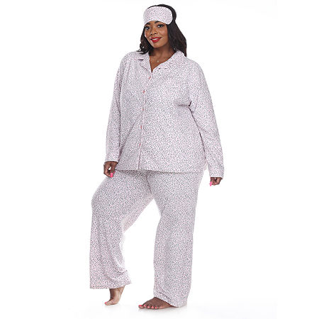 White Mark Plus Size 3-Piece Pajama Set - Pink