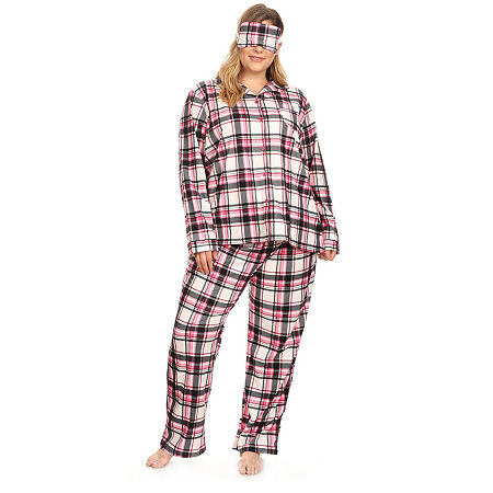 White Mark Plus Size 3-Piece Pajama Set - Pink Plaid