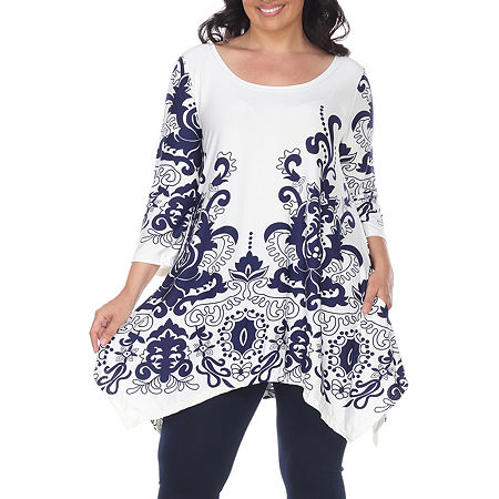 Click here for White Mark Plus Yanette Womens Scoop Neck 3/4 Slee... prices