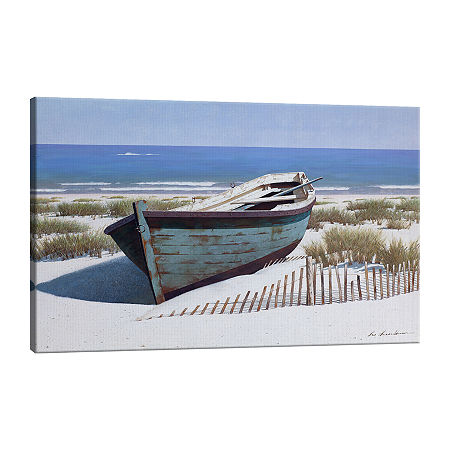 Click here for Lumaprints Blue Boat On Beach Giclee Canvas Art  O... prices
